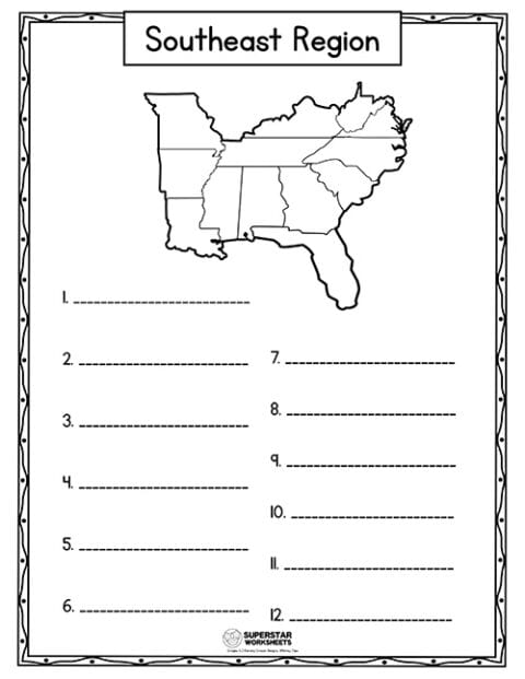 USA Map Worksheets - Superstar Worksheets