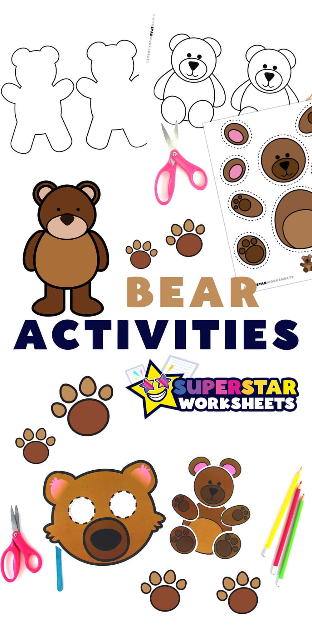 Bear Template (Free Printables) - Superstar Worksheets