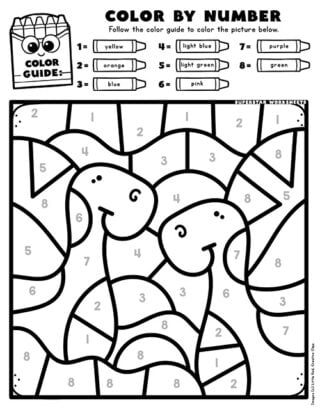 Dinosaur Color By Number - Superstar Worksheets