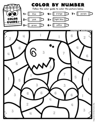 Dinosaur Color By Number - Superstar Worksheets