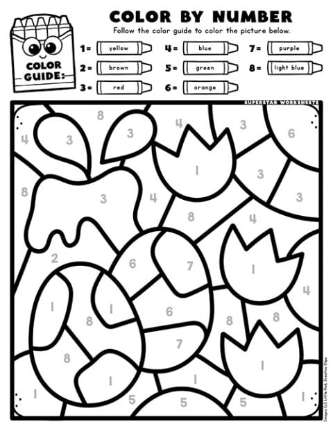 Dinosaur Color By Number - Superstar Worksheets