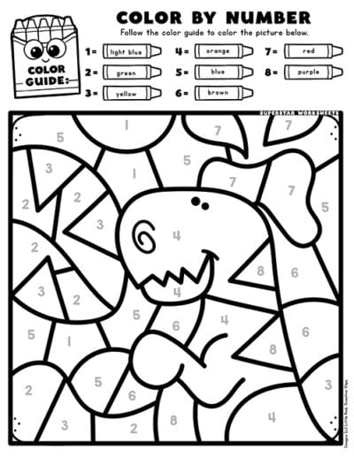 Dinosaur Color By Number - Superstar Worksheets