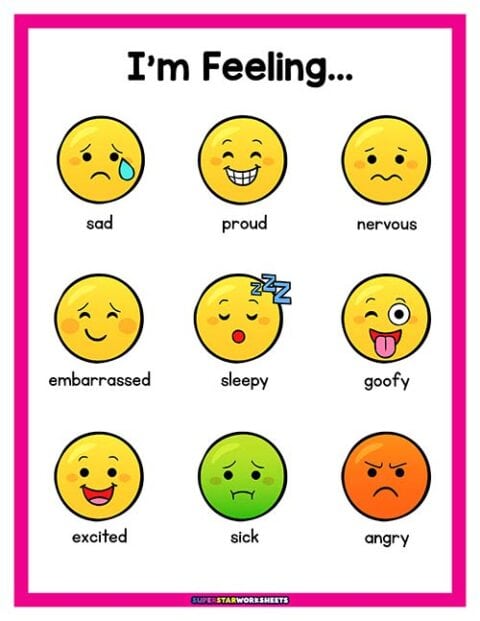 Feelings Chart - Superstar Worksheets