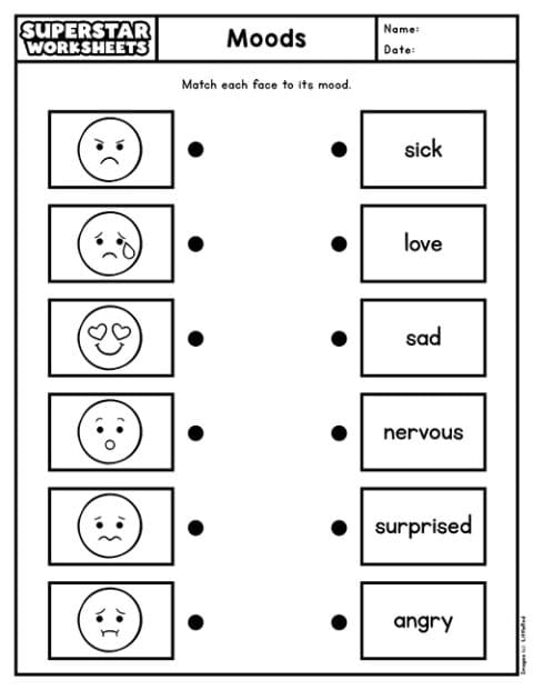 Feelings Chart - Superstar Worksheets