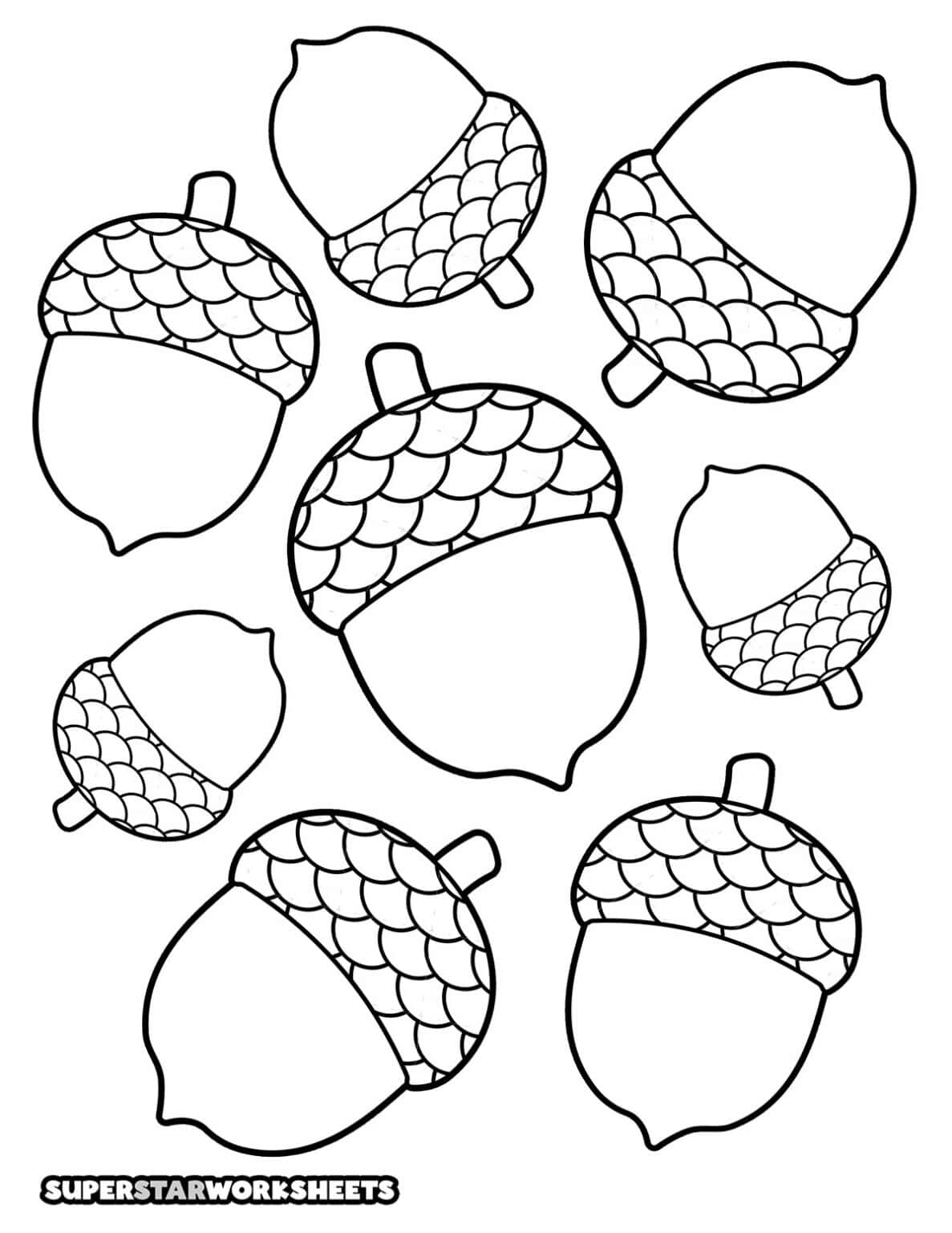 Acorn Coloring Pages (Free Printables) - Superstar Worksheets