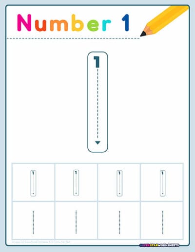 Number 1 Worksheets - Superstar Worksheets