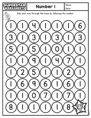 Number 1 Worksheets - Superstar Worksheets