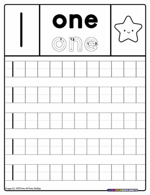 Number 1 Worksheets - Superstar Worksheets