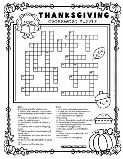 Thanksgiving Worksheets (Free Printables) - Superstar Worksheets