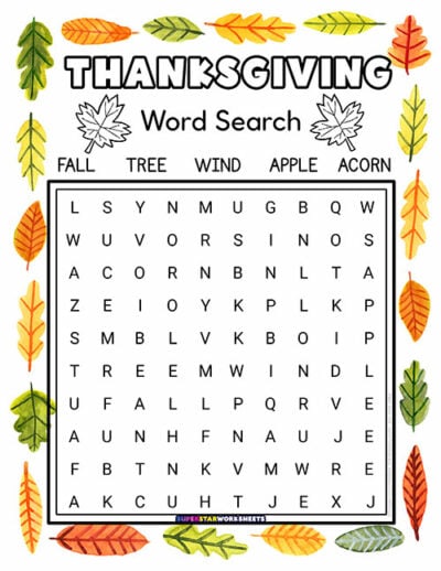 Thanksgiving Worksheets - Superstar Worksheets