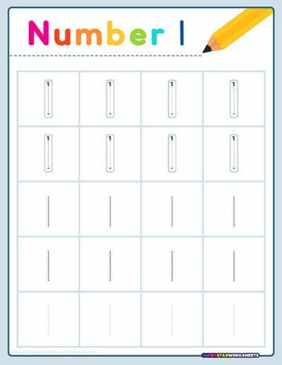 Number 1 Worksheets - Superstar Worksheets