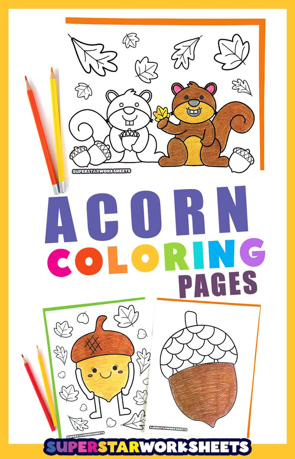 Acorn Coloring Pages (Free Printables) - Superstar Worksheets
