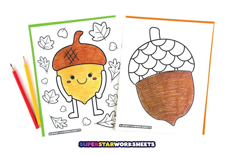 Acorn Coloring Pages (Free Printables) - Superstar Worksheets