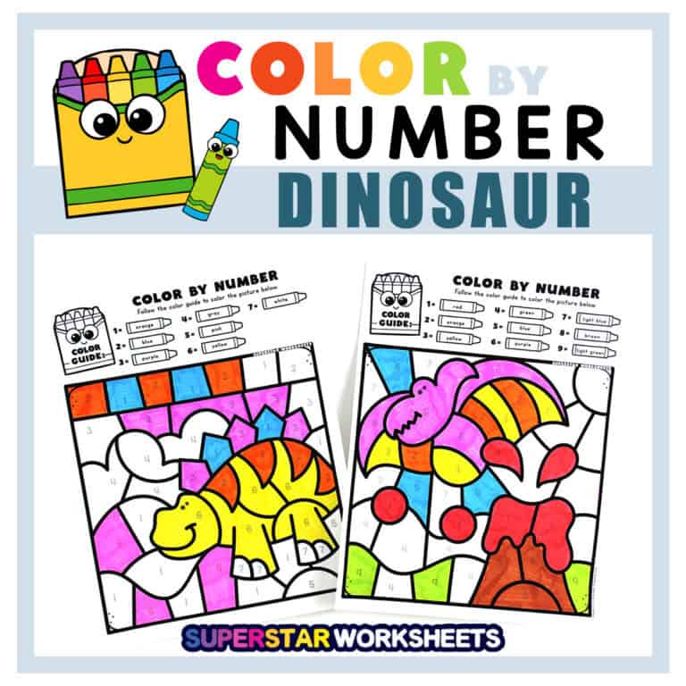 Dinosaur Color By Number - Superstar Worksheets