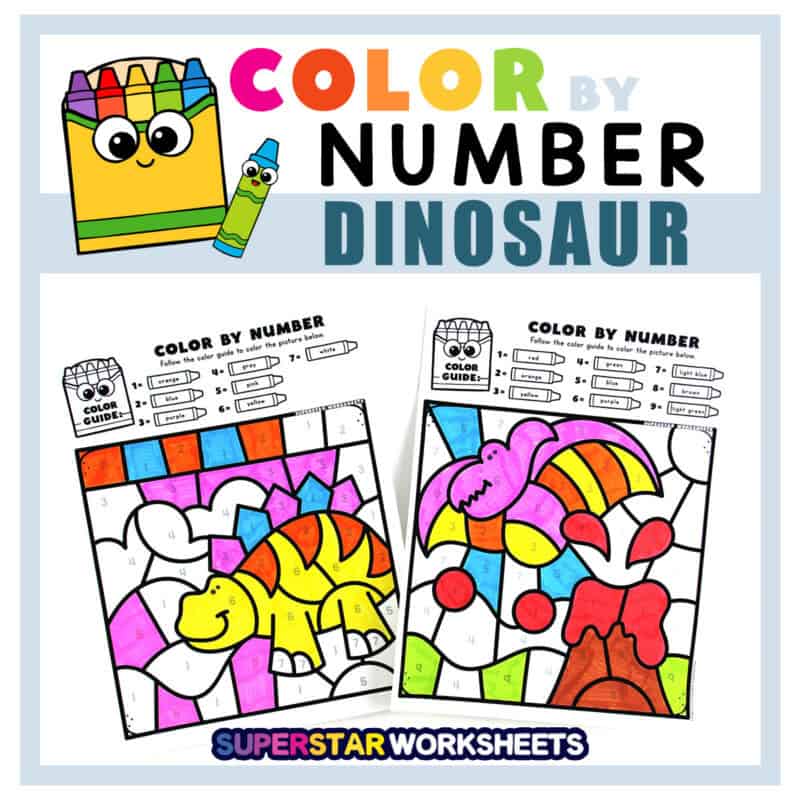 Dinosaur Color By Number - Superstar Worksheets