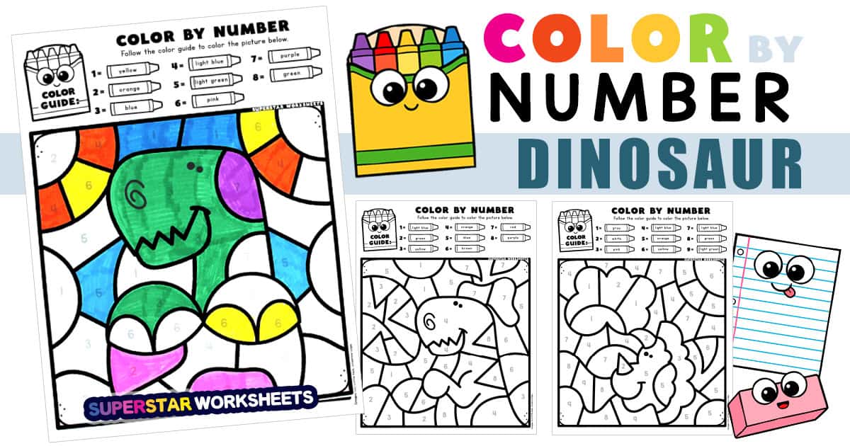 Dinosaur Color By Number - Superstar Worksheets