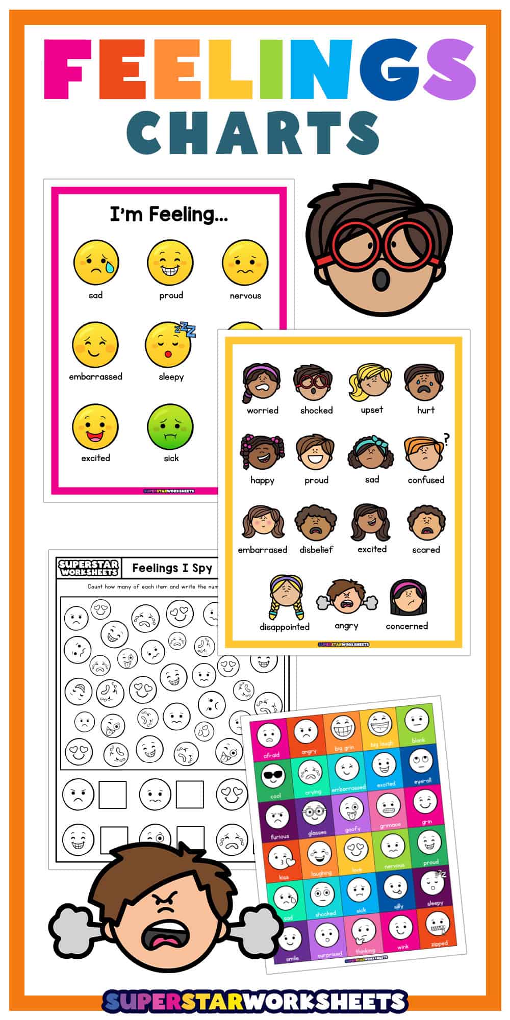 Feelings Chart - Superstar Worksheets