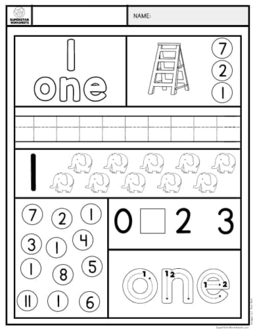 Number 1 Worksheets - Superstar Worksheets