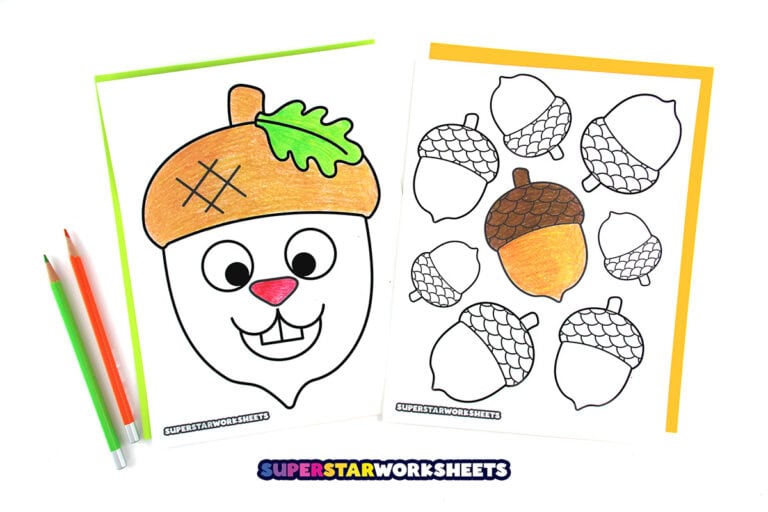 Acorn Coloring Pages (Free Printables) - Superstar Worksheets