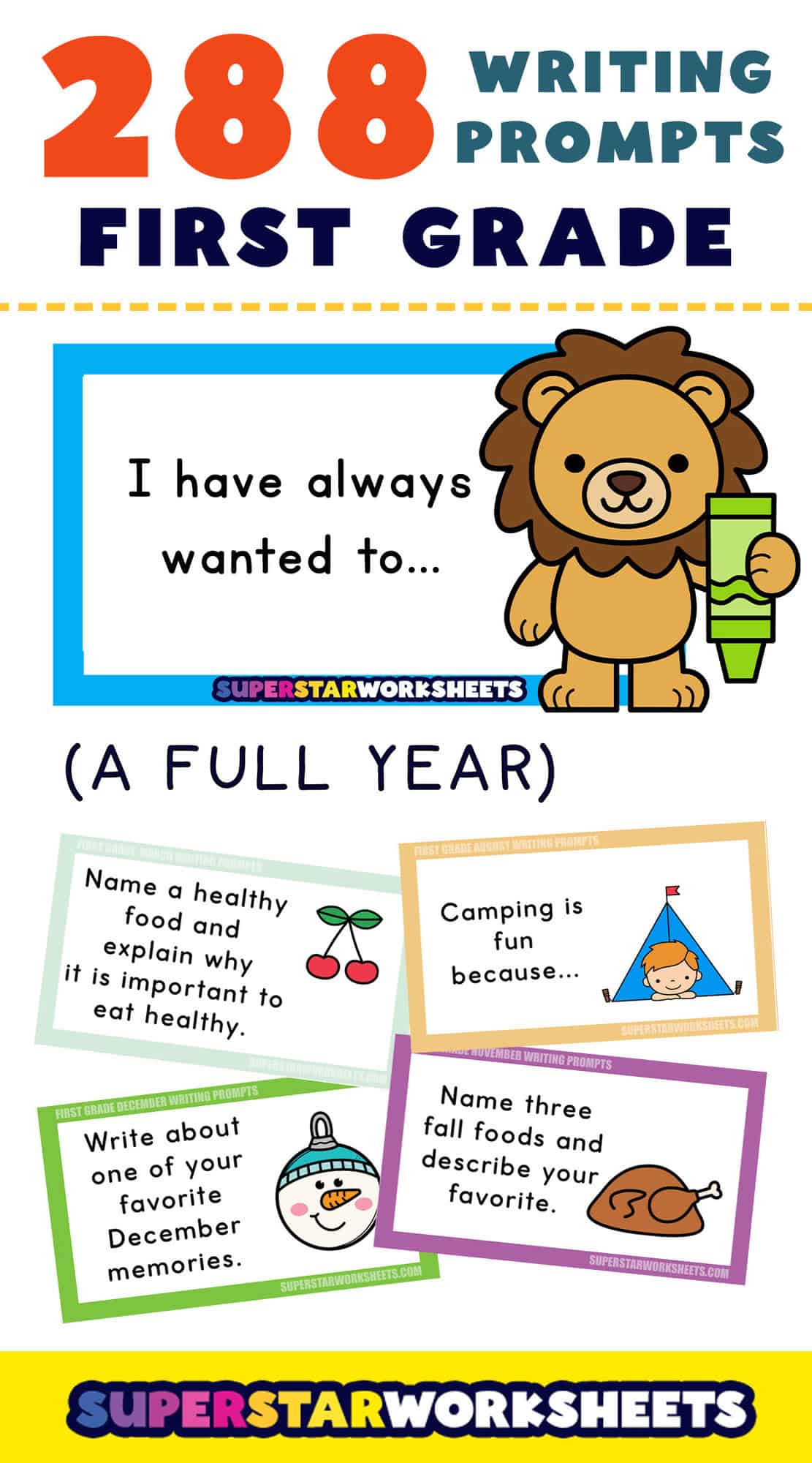 First Grade Writing Prompts - Superstar Worksheets