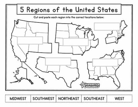 USA Map Worksheets - Superstar Worksheets