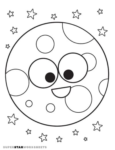 Moon Coloring Pages (Free Printables) - Superstar Worksheets