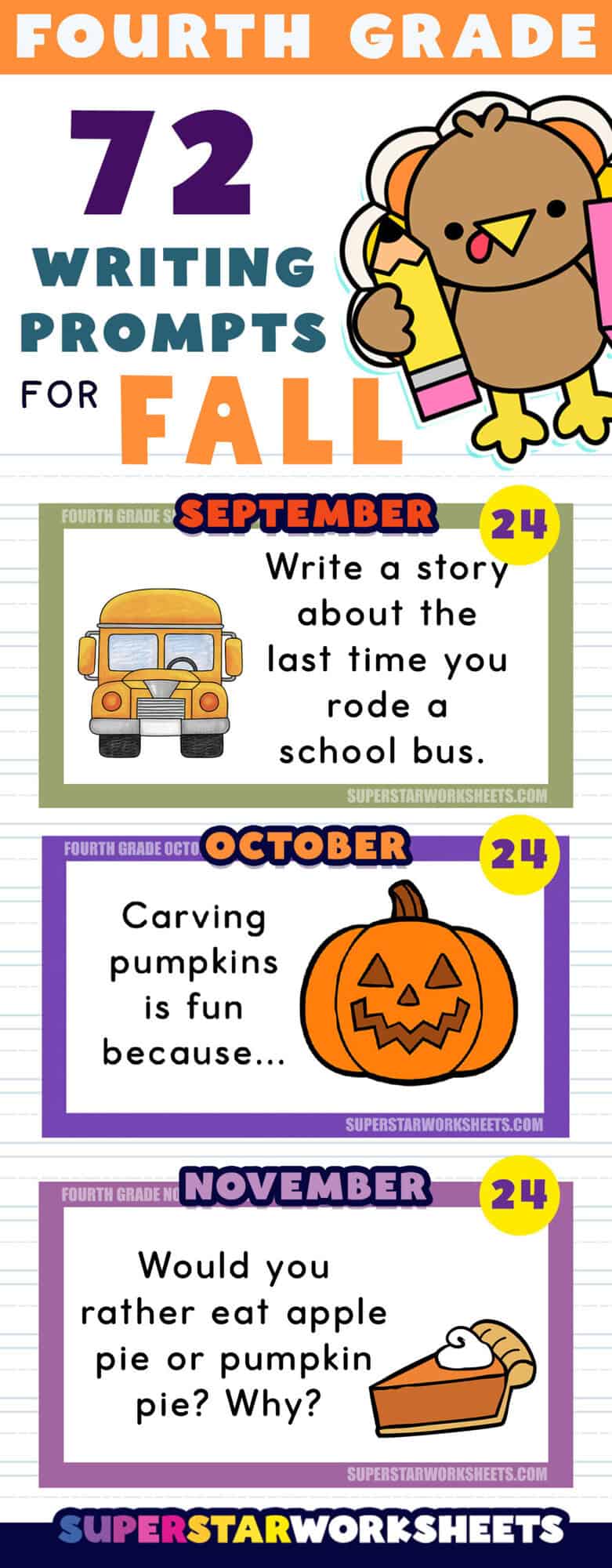 Fourth Grade Writing Prompts - Superstar Worksheets