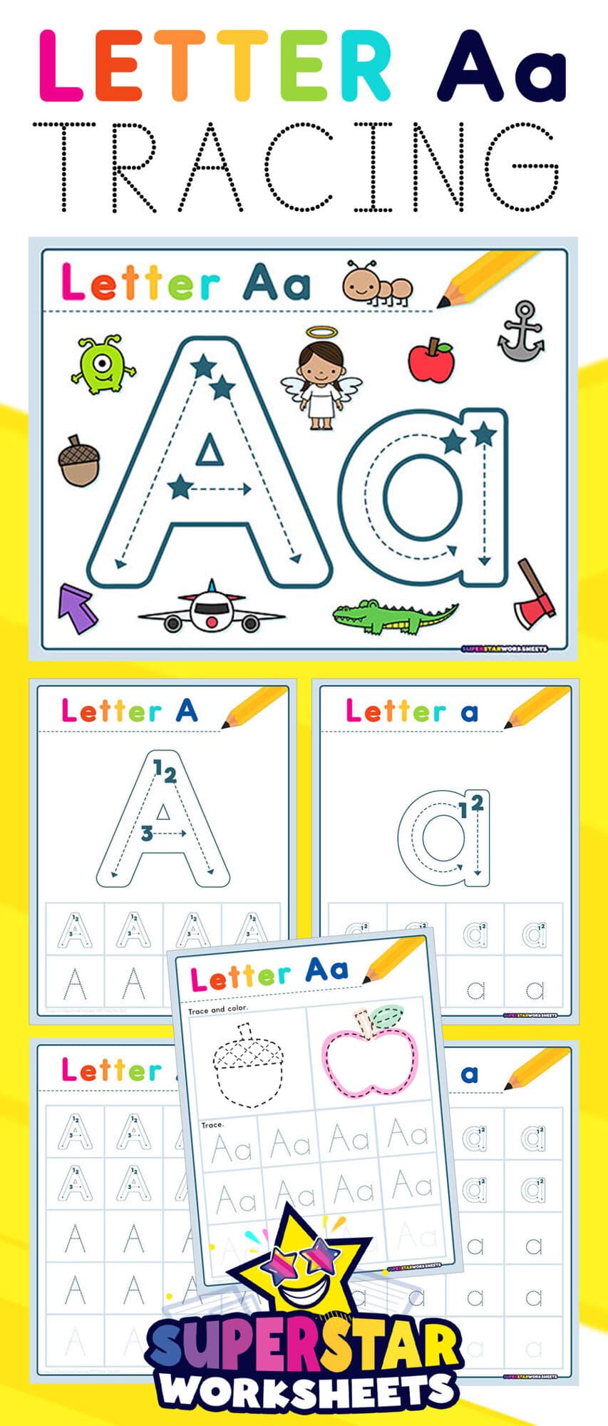 Letter A Tracing Worksheets - Superstar Worksheets