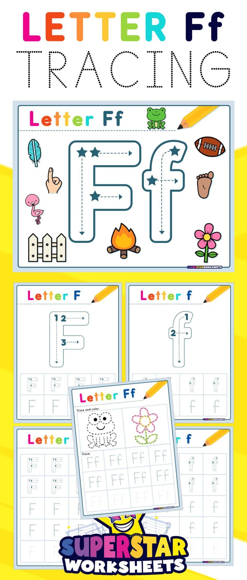 Letter F Tracing Worksheets - Superstar Worksheets