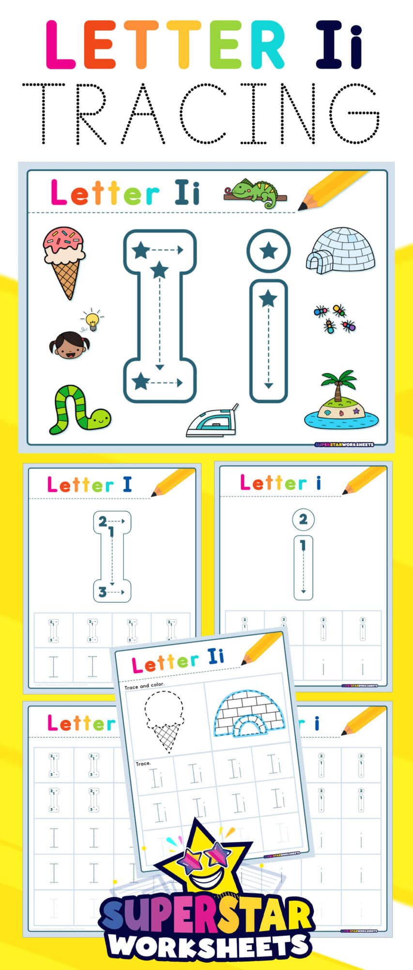Letter I Tracing Worksheets - Superstar Worksheets