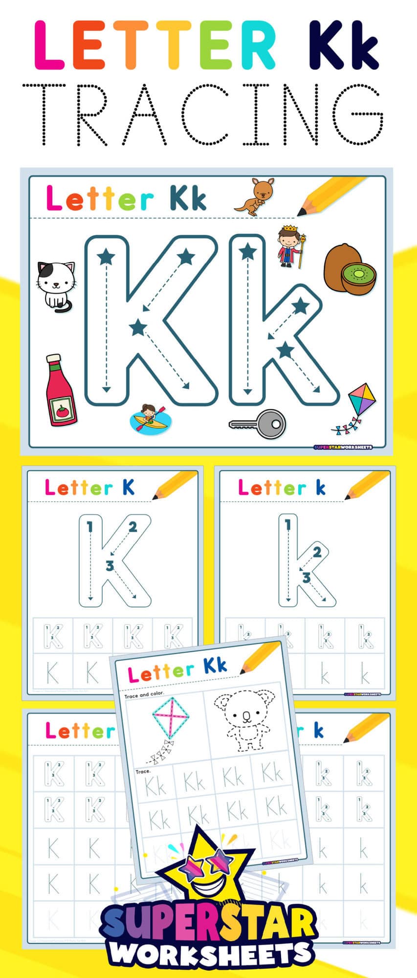 Letter K Tracing Worksheets - Superstar Worksheets
