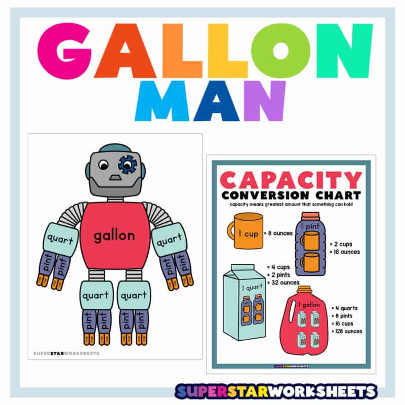 Gallon Man - Superstar Worksheets