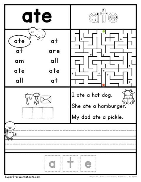 Kindergarten Sight Word Worksheets - Superstar Worksheets