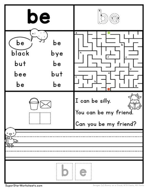 Kindergarten Sight Word Worksheets - Superstar Worksheets