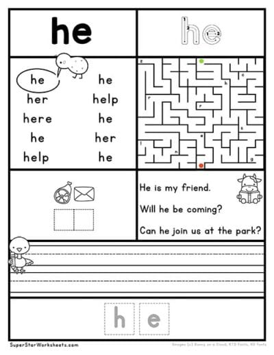 Kindergarten Sight Word Worksheets - Superstar Worksheets