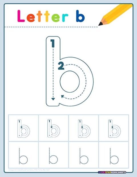 Letter B Tracing Worksheets - Superstar Worksheets
