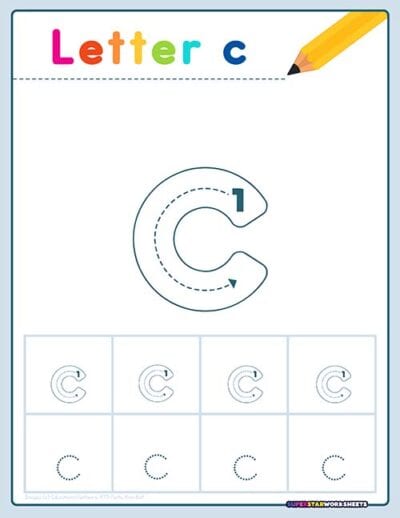 Letter C Tracing Worksheets - Superstar Worksheets