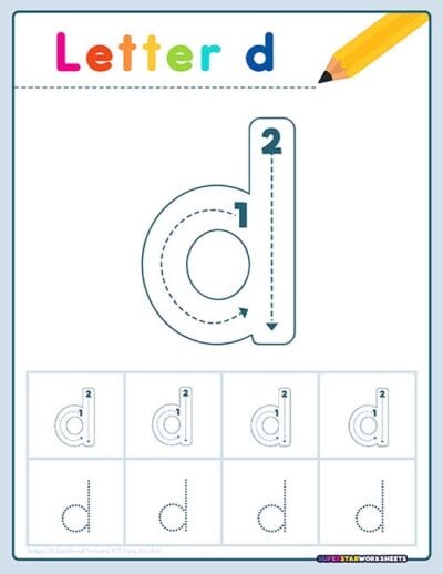 Letter D Tracing Worksheets - Superstar Worksheets