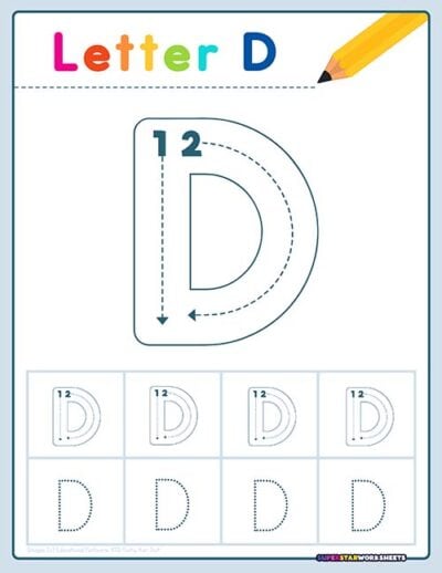 Letter D Tracing Worksheets - Superstar Worksheets