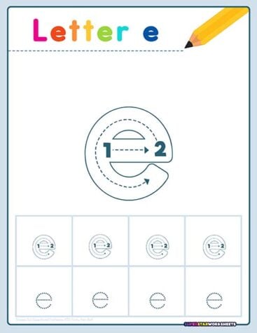 Letter E Tracing Worksheets - Superstar Worksheets