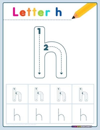 Letter H Tracing Worksheets - Superstar Worksheets