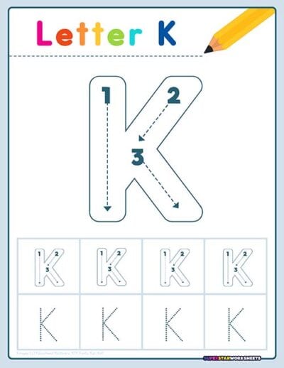 Letter K Tracing Worksheets - Superstar Worksheets