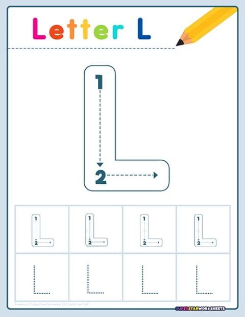 Letter L Tracing Worksheets - Superstar Worksheets
