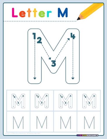 Letter M Tracing Worksheets - Superstar Worksheets