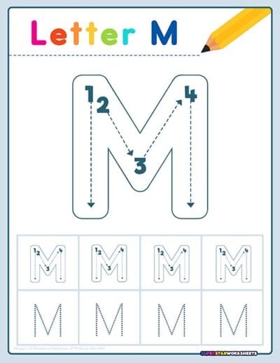Letter M Tracing Worksheets - Superstar Worksheets