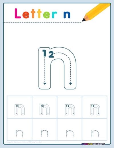 Letter N Tracing Worksheets - Superstar Worksheets