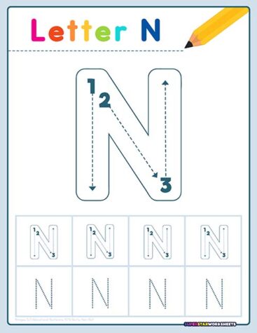 Letter N Tracing Worksheets - Superstar Worksheets