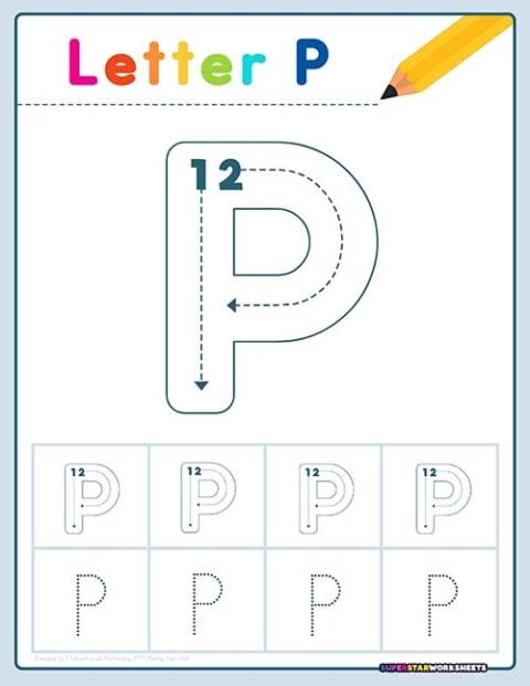 Letter P Tracing Worksheets - Superstar Worksheets