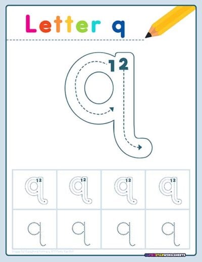 Letter Q Tracing Worksheets - Superstar Worksheets
