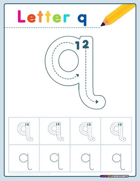 Letter Q Tracing Worksheets - Superstar Worksheets